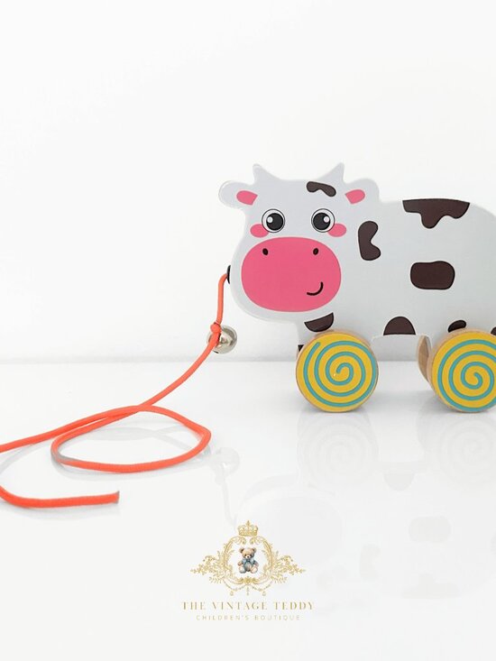 Toys | Nwt Cute Childrens Wooden Handpainted Toy Pull Along Animal ...